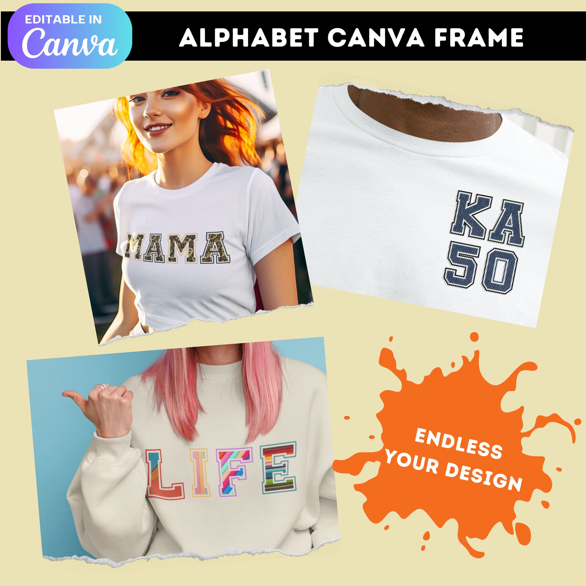 Alphabet Canva Frame, Editable Canva Frame, Digital Letters, Editable Drag and Drop Letters ...