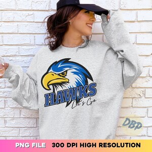Blue Hawks PNG, Hawks Glitter Design, Sport Mascot PNG, Hawks Mascot ...