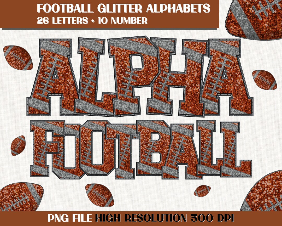 Football Glitter Letters PNG, American Football Alphabets, Sport ...