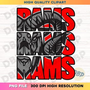 Red Rams Spirit Shirt PNG, Rams Mascot Sublimation Download, School ...