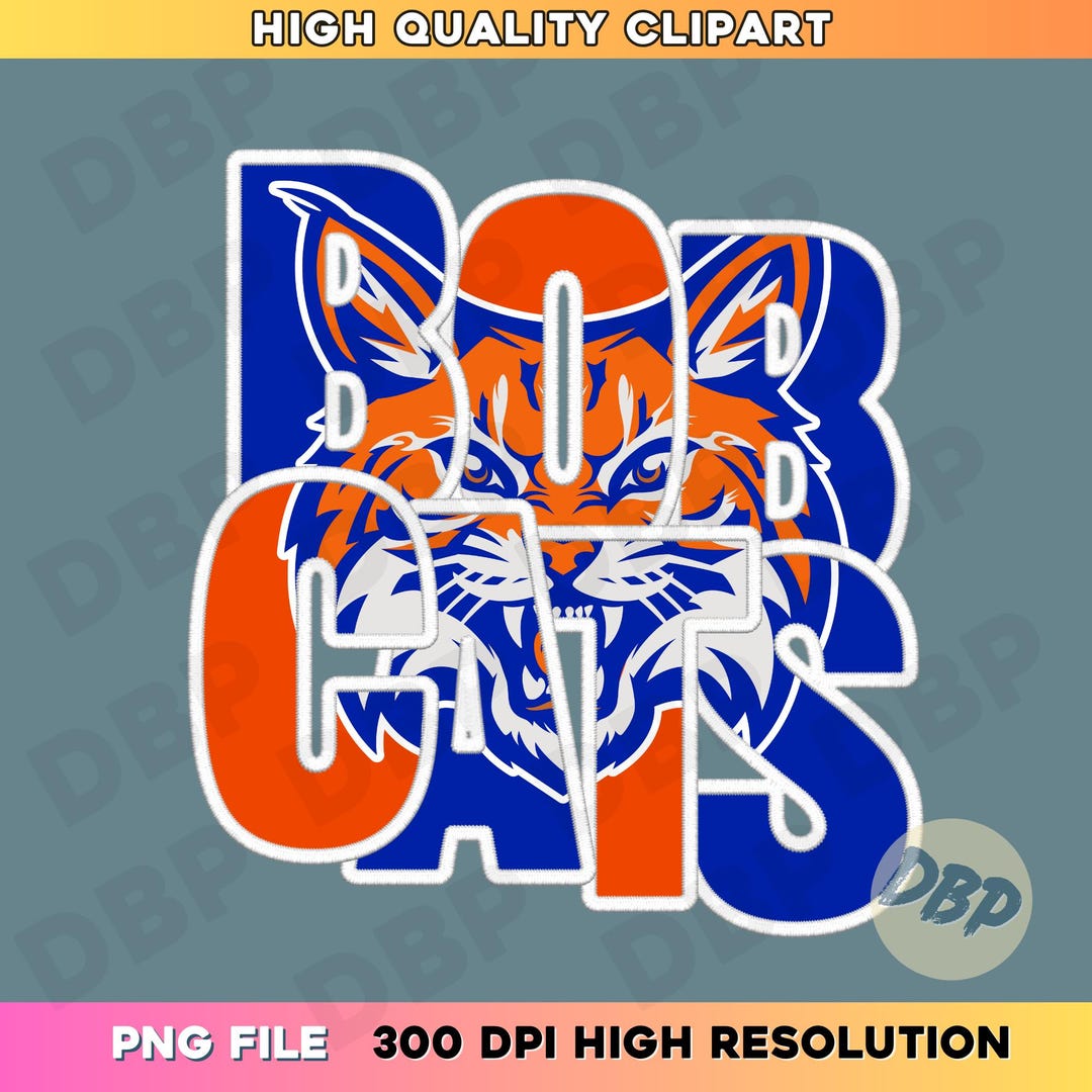 Bobcats Blue and Orange Mascot PNG, Bobcats Spirit Shirt Sublimation ...