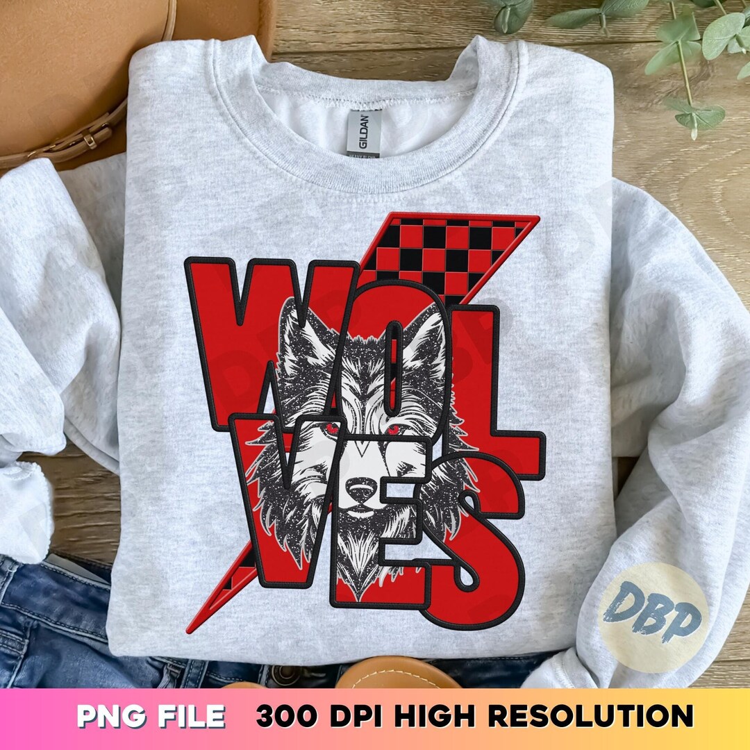 Red Wolves Mascot PNG, Glitter Wolf Design, Wolves Lightning Bolt ...