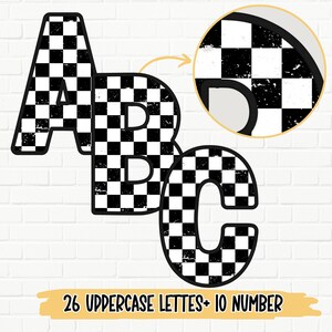 Checkered Grunge Alphabets PNG, Checkered Letters PNG, Sublimation Font ...
