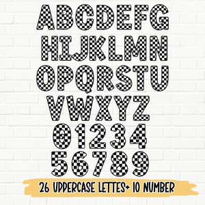 Checkered Grunge Alphabets PNG, Checkered Letters PNG, Sublimation Font ...