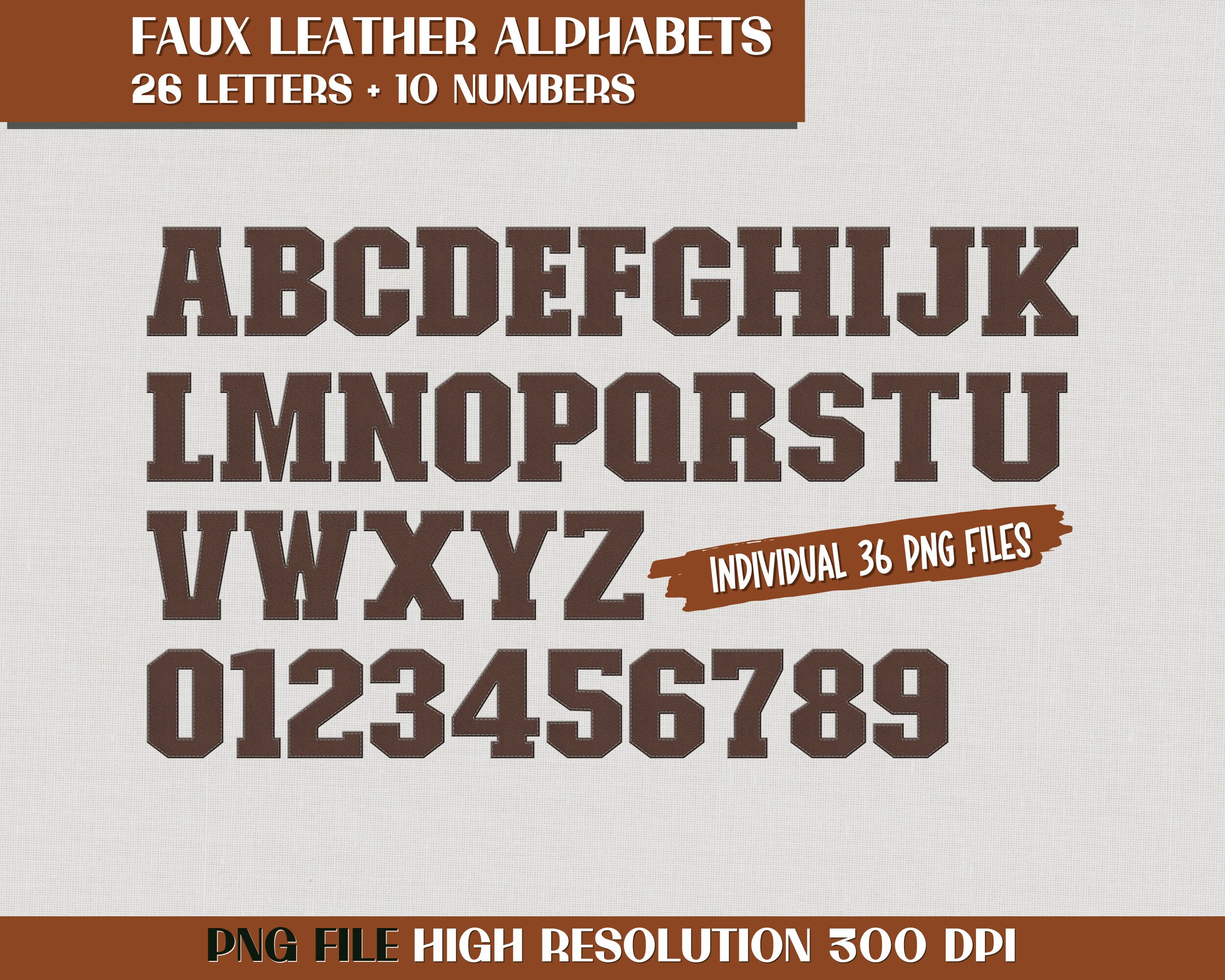 Faux Leather Alphabets, Brown Letters PNG, Digital Alphabet Letters ...
