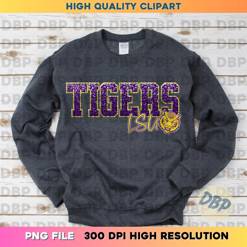 LSU Tigers Spirit PNG, Faux Sequin Tiger Mascot Clip Art, Louisiana ...