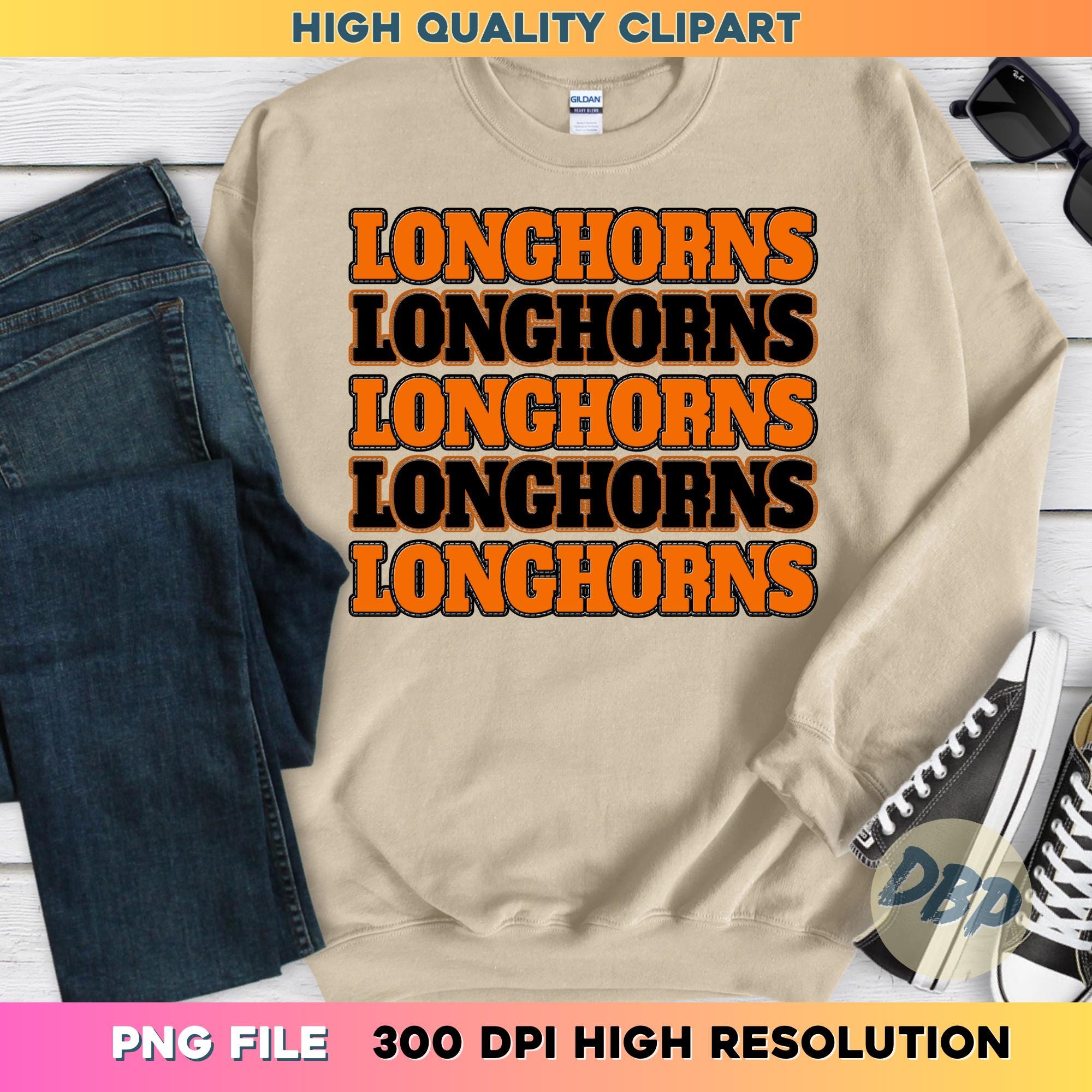Longhorns Stacked PNG, Longhorn Faux Stitch Shirt Design, Texas ...