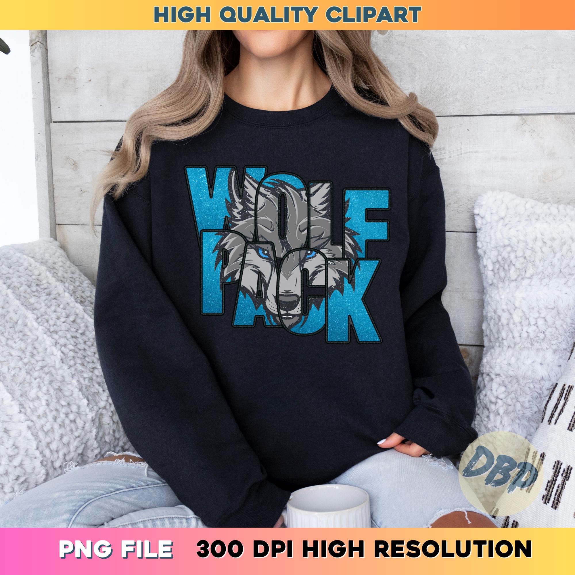 Blue Wolfpack PNG, Glitter Wolf Shirt Design, Wolfpack Mascot Clipart ...