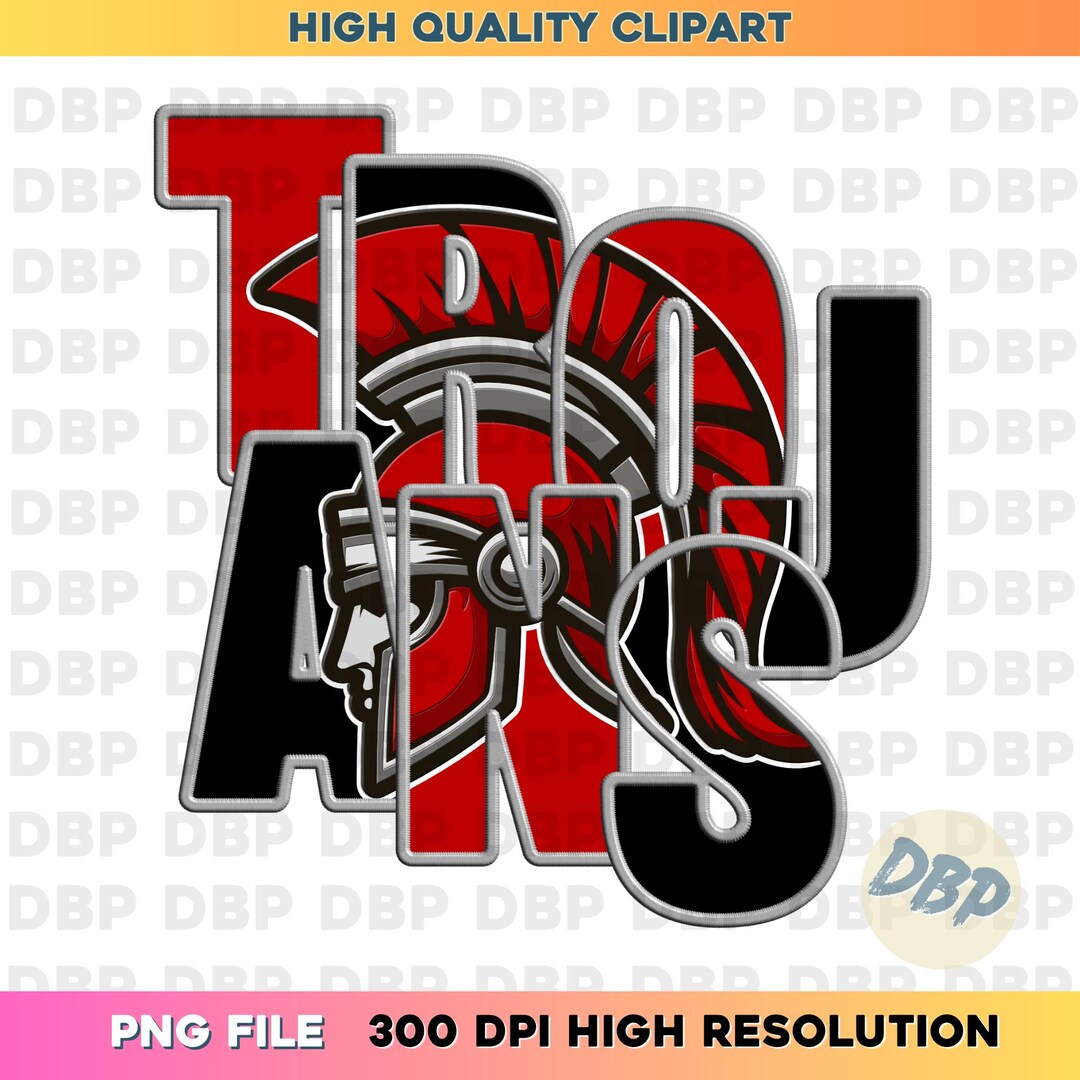 Trojans Mascot in Red and Black PNG, Sport Mascot Design, School Spirit ...