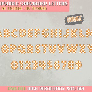 Checkered Doodle Alphabets PNG, Retro Doodle Letters, Sublimation ...