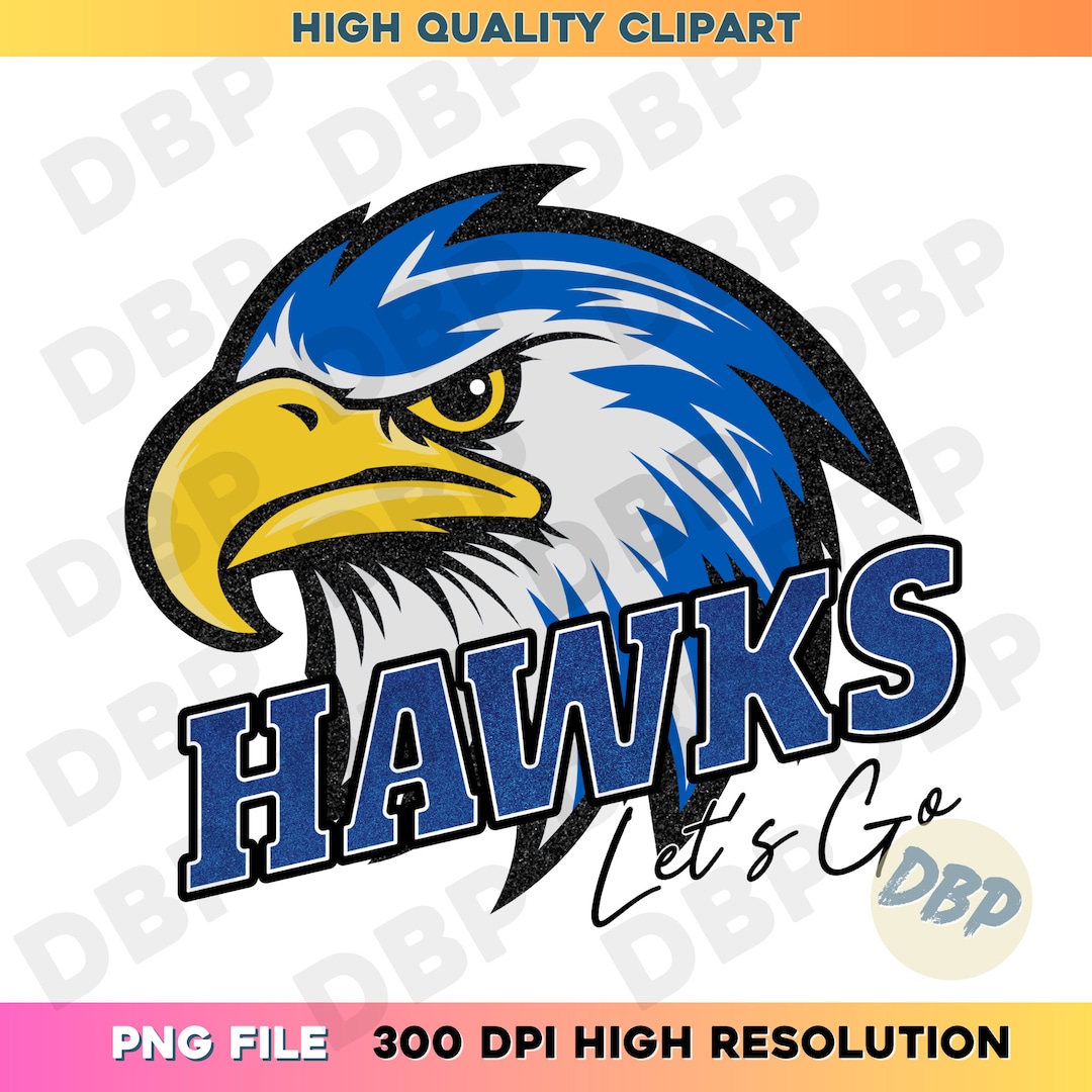 Blue Hawks PNG, Hawks Glitter Design, Sport Mascot PNG, Hawks Mascot ...