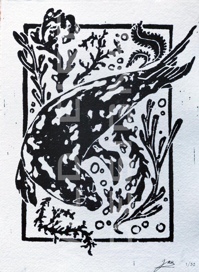 Original Linoprint Set whispers of Land and Sea - Etsy