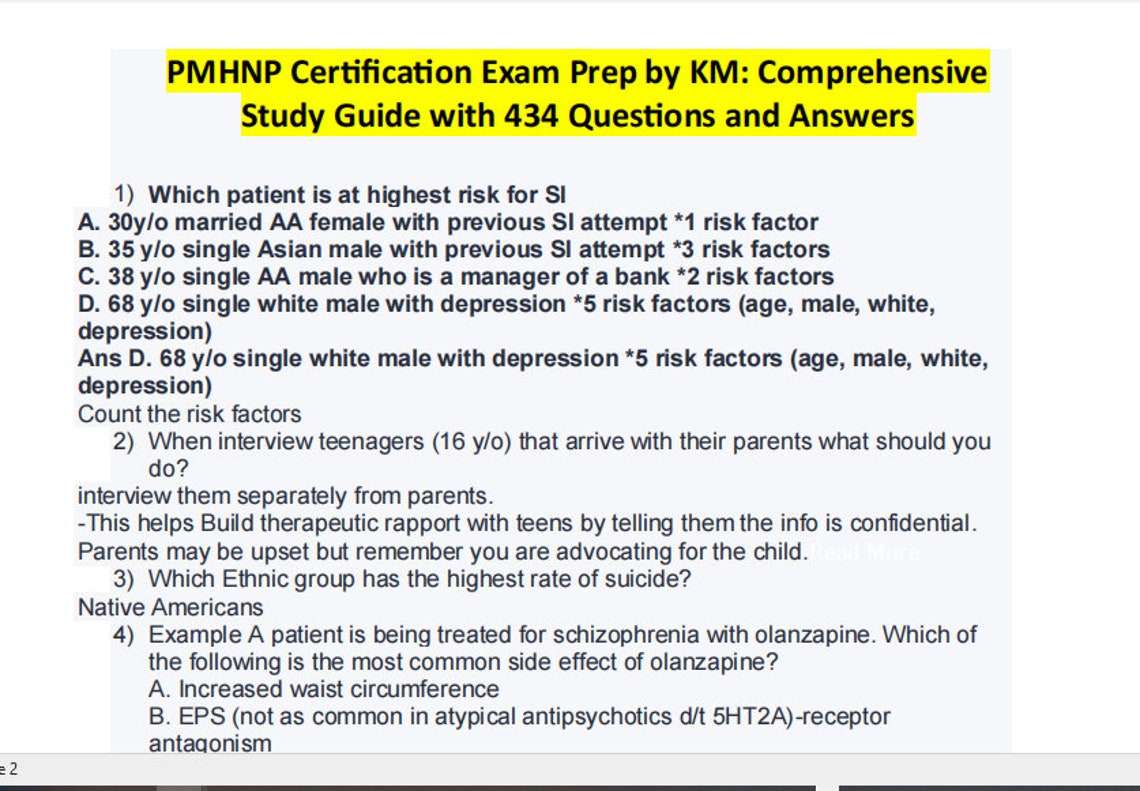 PMHNP Certification Exam Prep by KM Comprehensive Study Guide With 434 ...