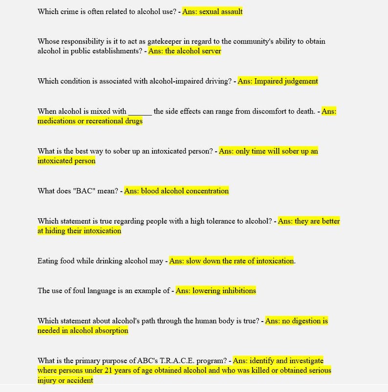 Alcoholic Beverage Control ABC RBS Exam Preparation Guide 2024: 200 ...