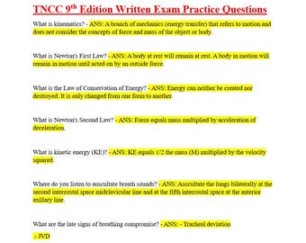 TNCC 9th Edition 74 Questions With Correct Answers - Etsy