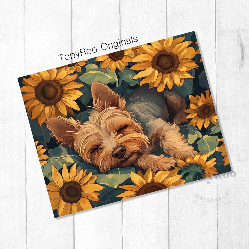 Yorkie Sunflower Tumbler Wrap PNG, 20oz Skinny Tumbler Digital Download ...