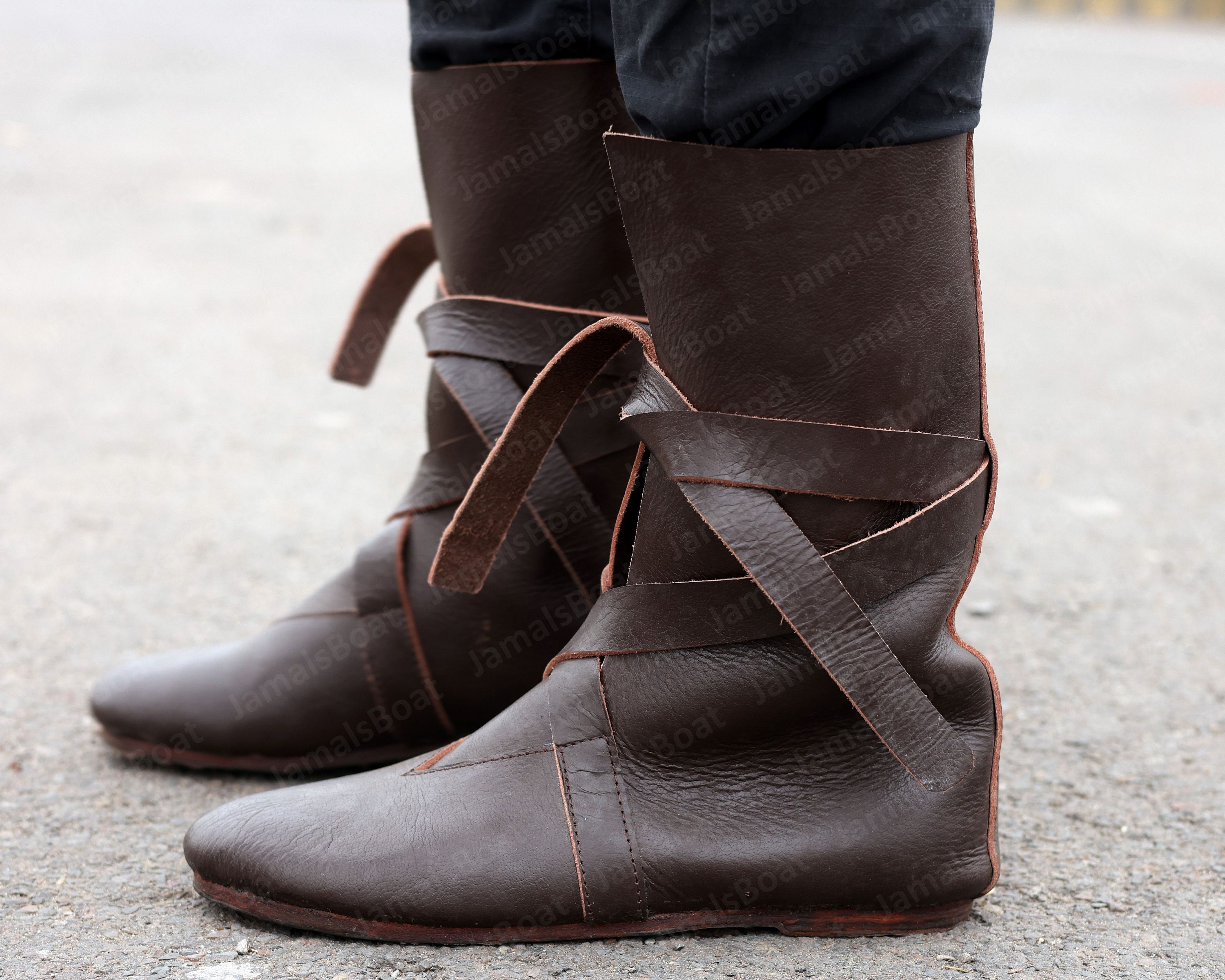 Steampunk Viking Larp Boots, Ren Faire Medieval Goth Boots, Renaissance ...