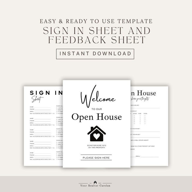 Open House Sign-in Sheet Template - Etsy