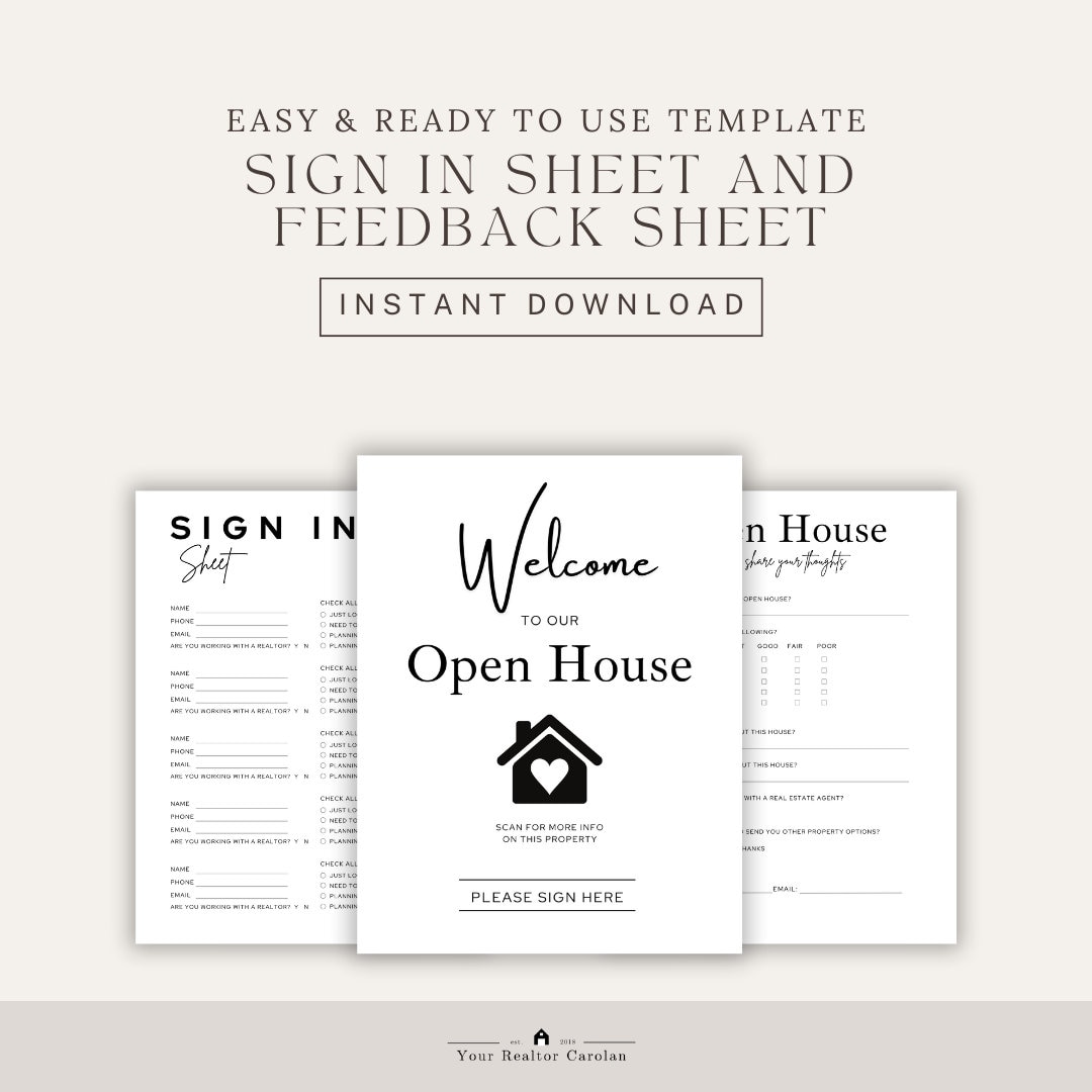 Open House Sign-in Sheet Template - Etsy