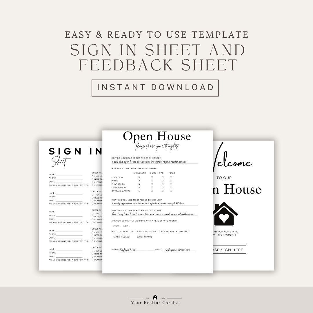 Open House Sign-in Sheet Template - Etsy