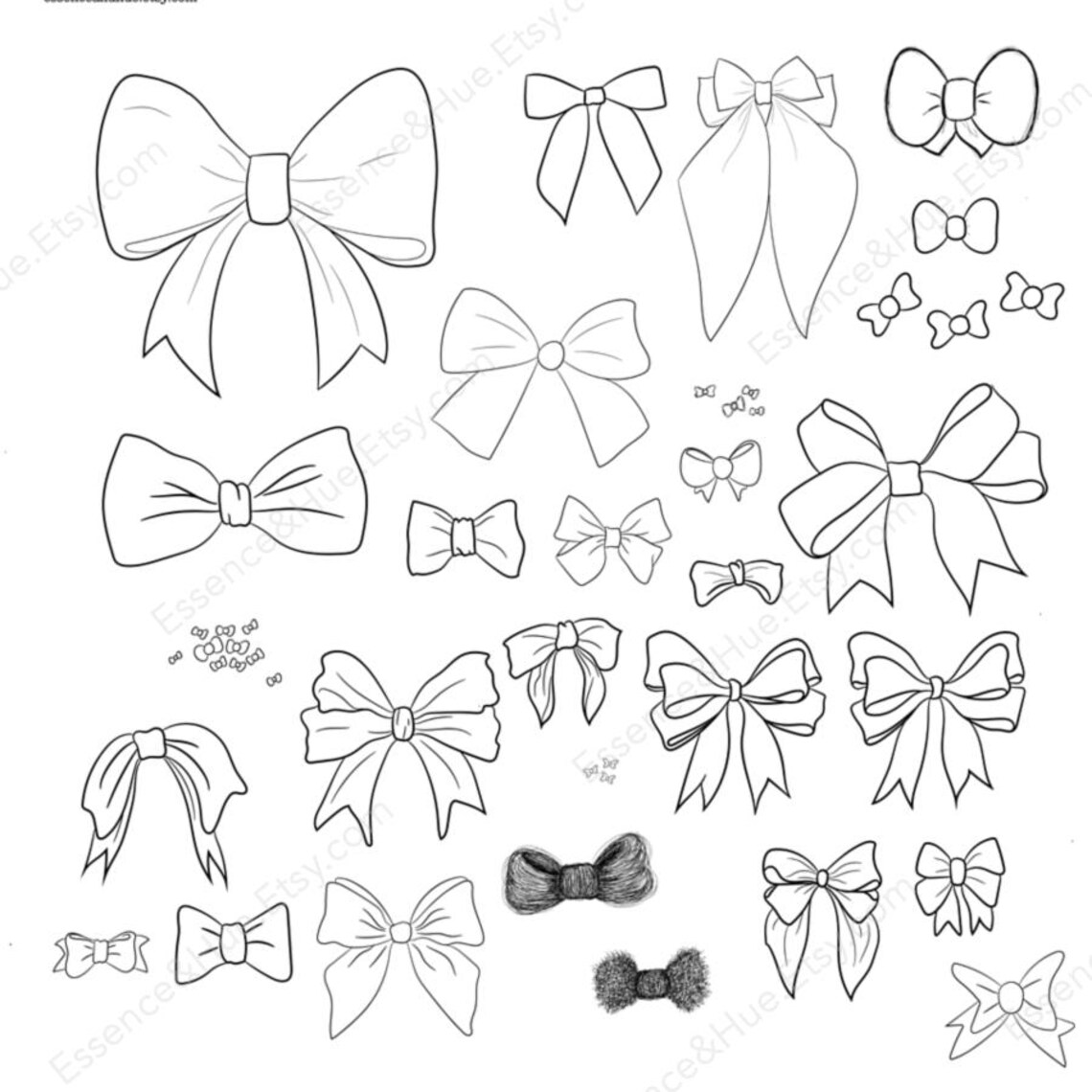 Simple Cute Bow Line Work SVG Png Jpg Pdf Feminine Pretty Bows Hair Bow ...