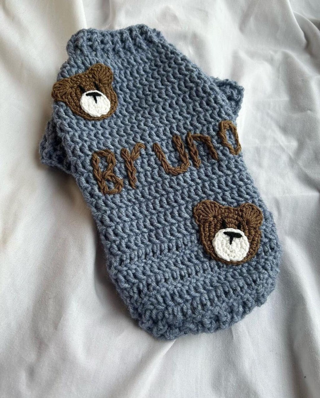 Personalizeted Knit Dog Sweater With Name, Hend-knitted Wool Pappy ...
