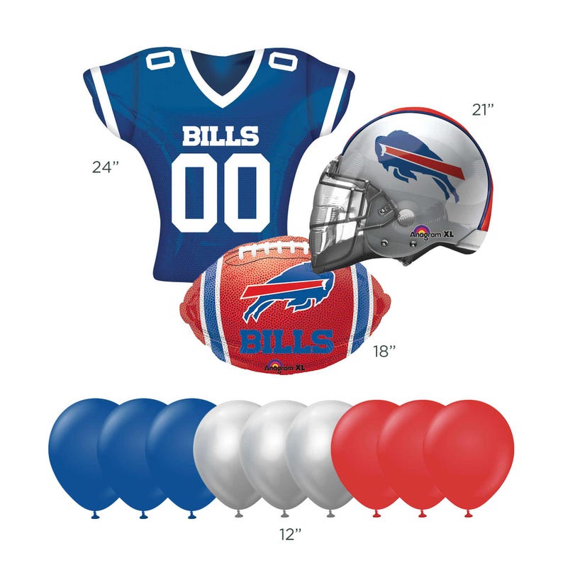Buffalo Bills Football Balloon Bouquet, Super Bowl Balloons Red and ...