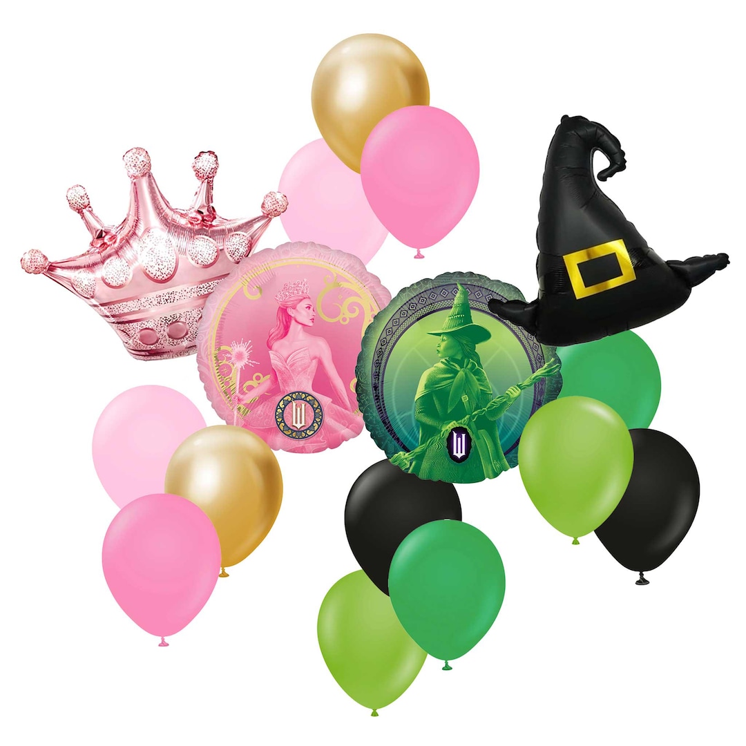 Wicked Balloon Bouquet, Elphaba, Galinda, Witch Hat, Princess Crown - Etsy