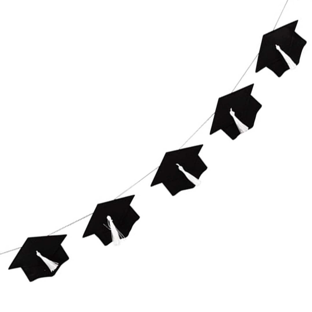 Felt Grad Cap Garland, Graduation Party Decor, 6ft Tassel Banner - Etsy