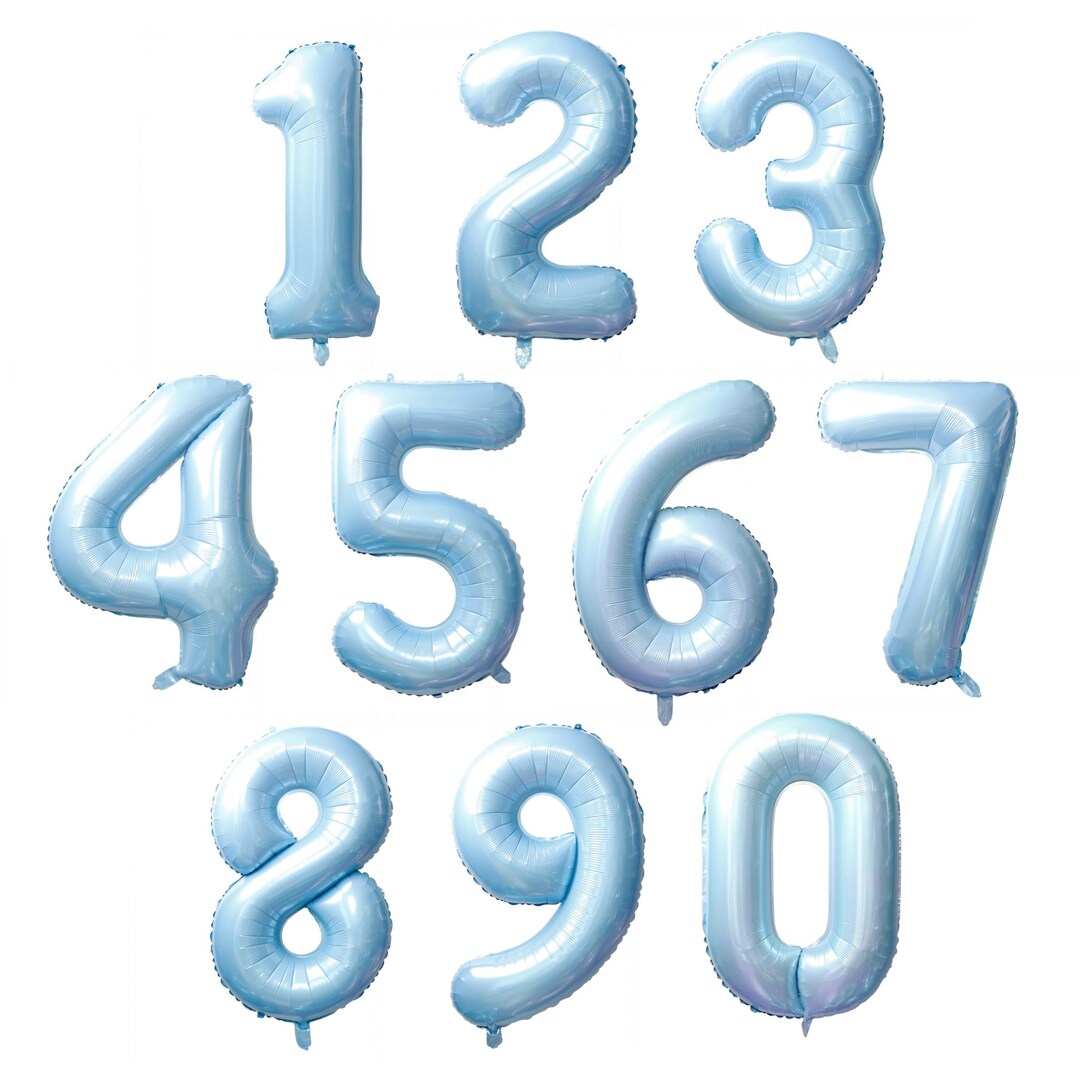 Baby Blue Number Balloon, 34 Inch Foil Mylar, Birthday Party Decor - Etsy