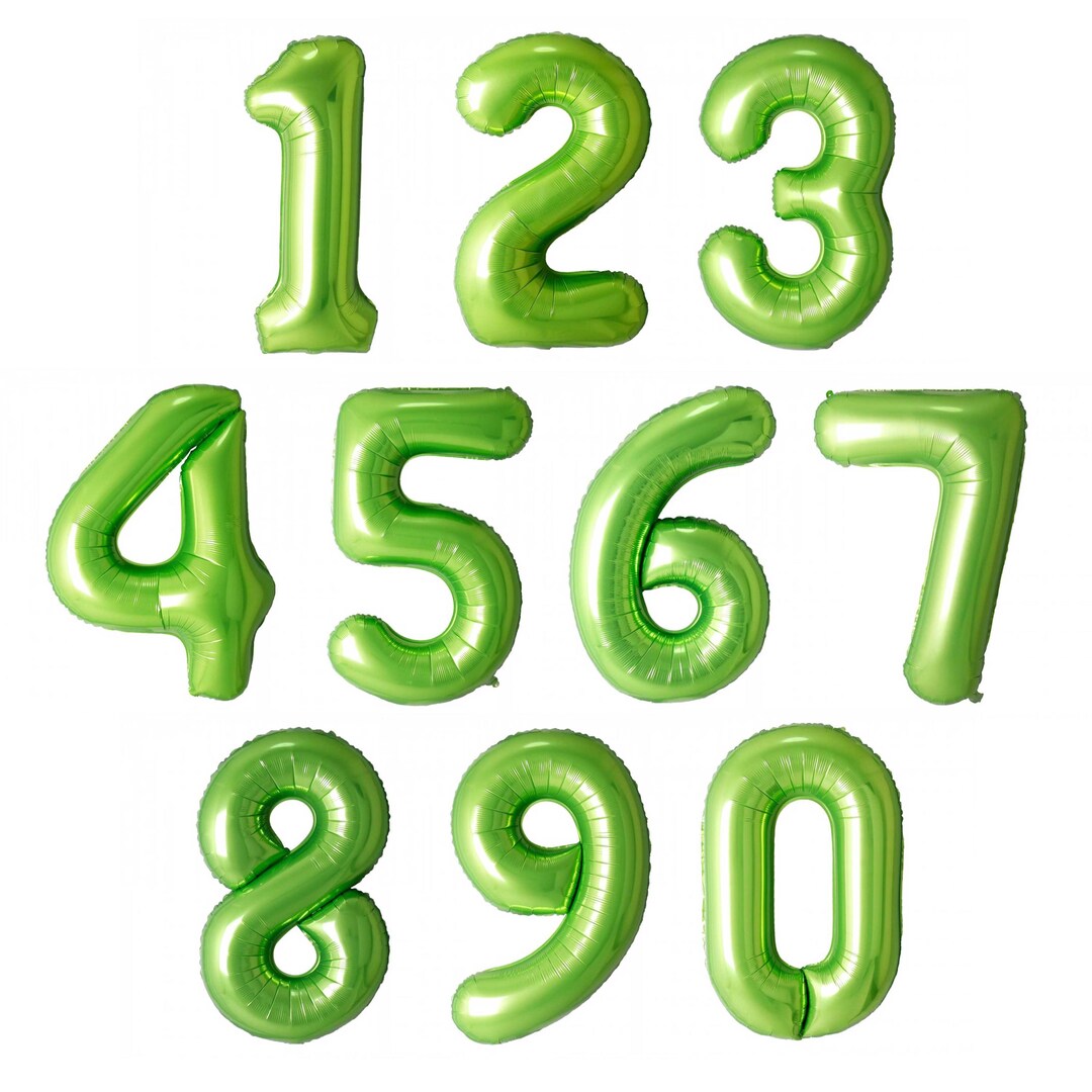 Lime Green Foil Balloon Numbers, CHOOSE NUMBER, 34" Tall, Air or Helium ...