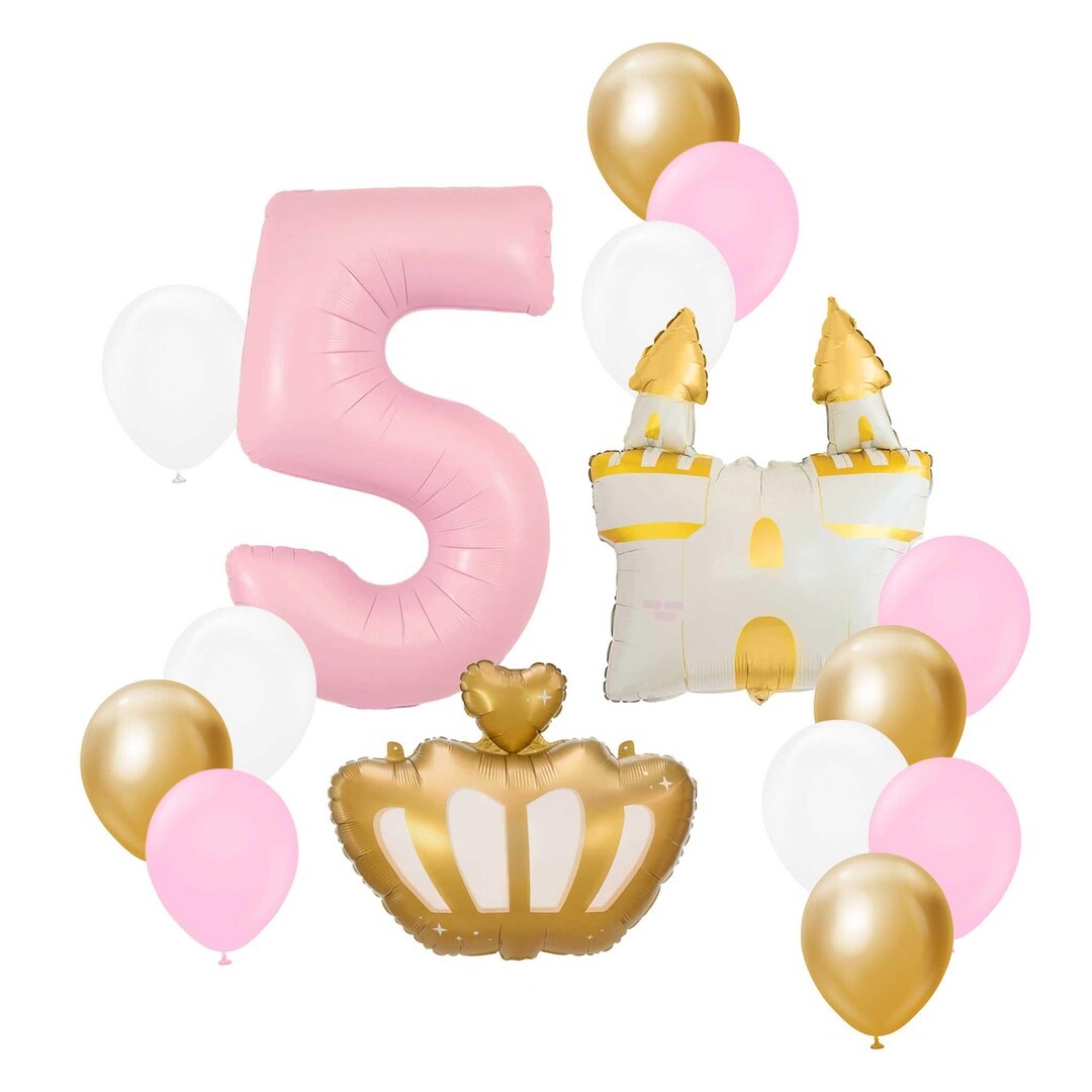 Princess Castle Balloon Bouquet, Pink and Gold Party Decor - Etsy