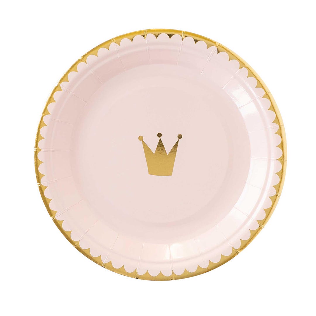Gold Crown Princess Paper Plates, Blush Pink Party Decor - Etsy