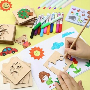 Wooden DIY Drawing Template Templates, Children's Drawing Template ...