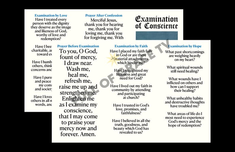 Examination of Conscience Pamphlet Pack for Confession, Reconciliation ...