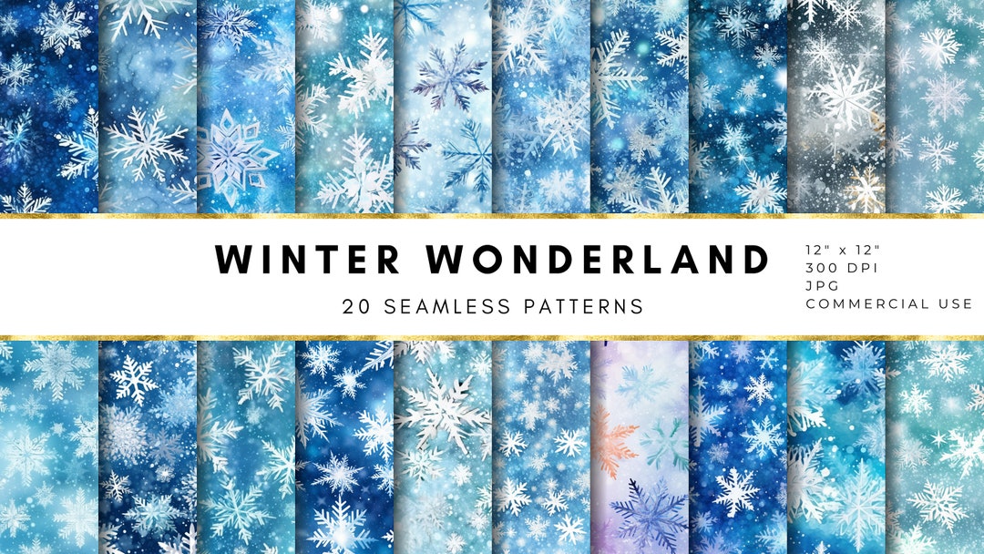 20 Winter Wonderland Patterns, Winter Theme Scrapbook Paper, Journal ...