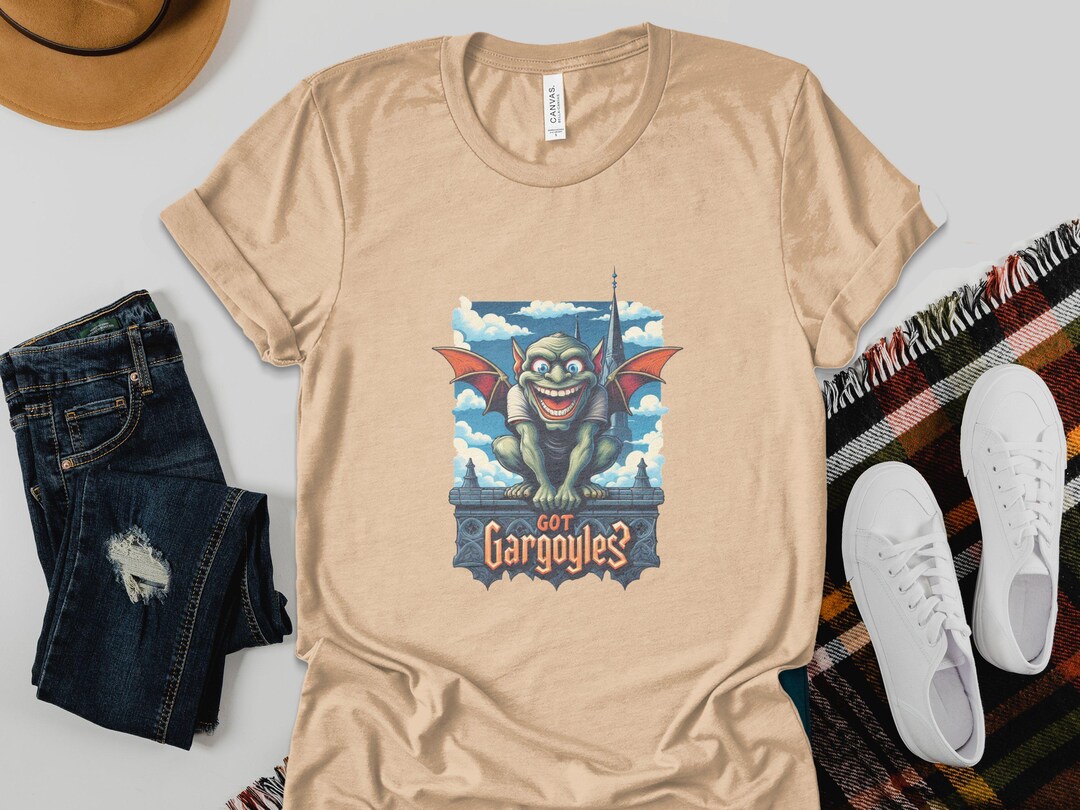 Gothic Gargoyle Graphic Tee: Funny Cartoon Monster Unisex T-shirt - Etsy