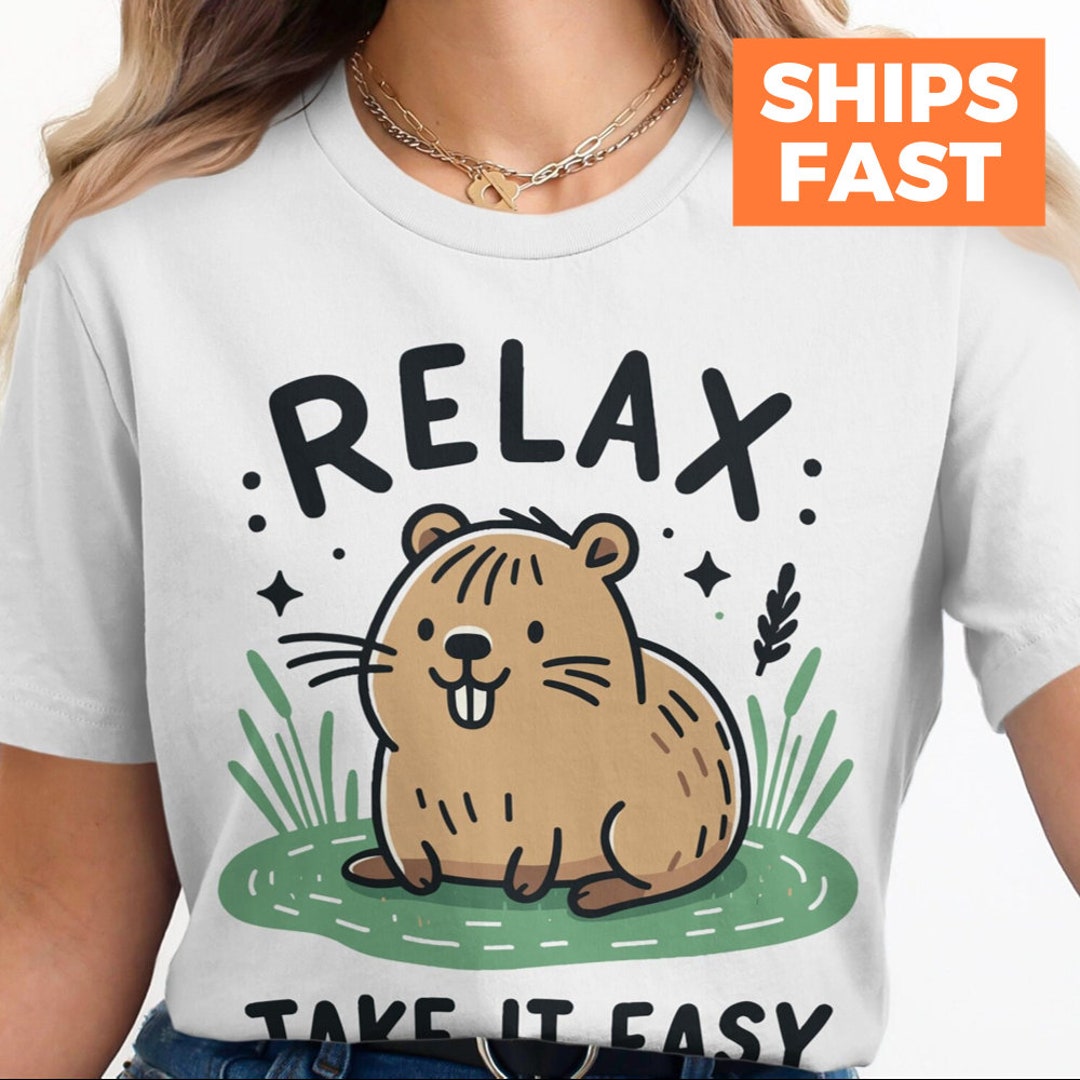 Cute Capybara Relax T-shirt, Relax Take It Easy Graphic Tee, Funny ...
