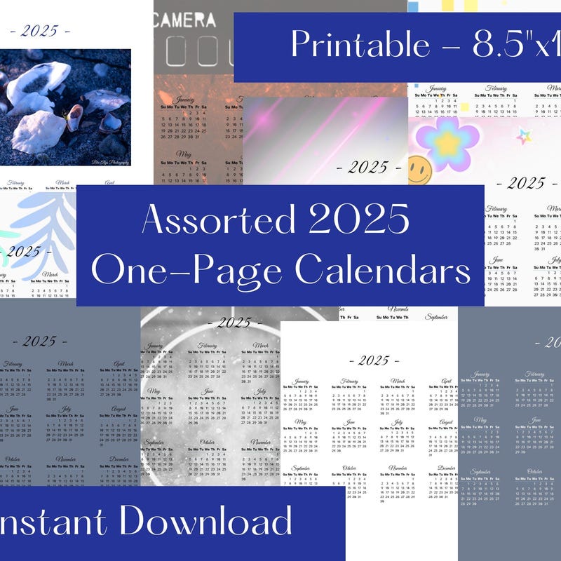 Downloadable 2025 Calendar One Page - Etsy