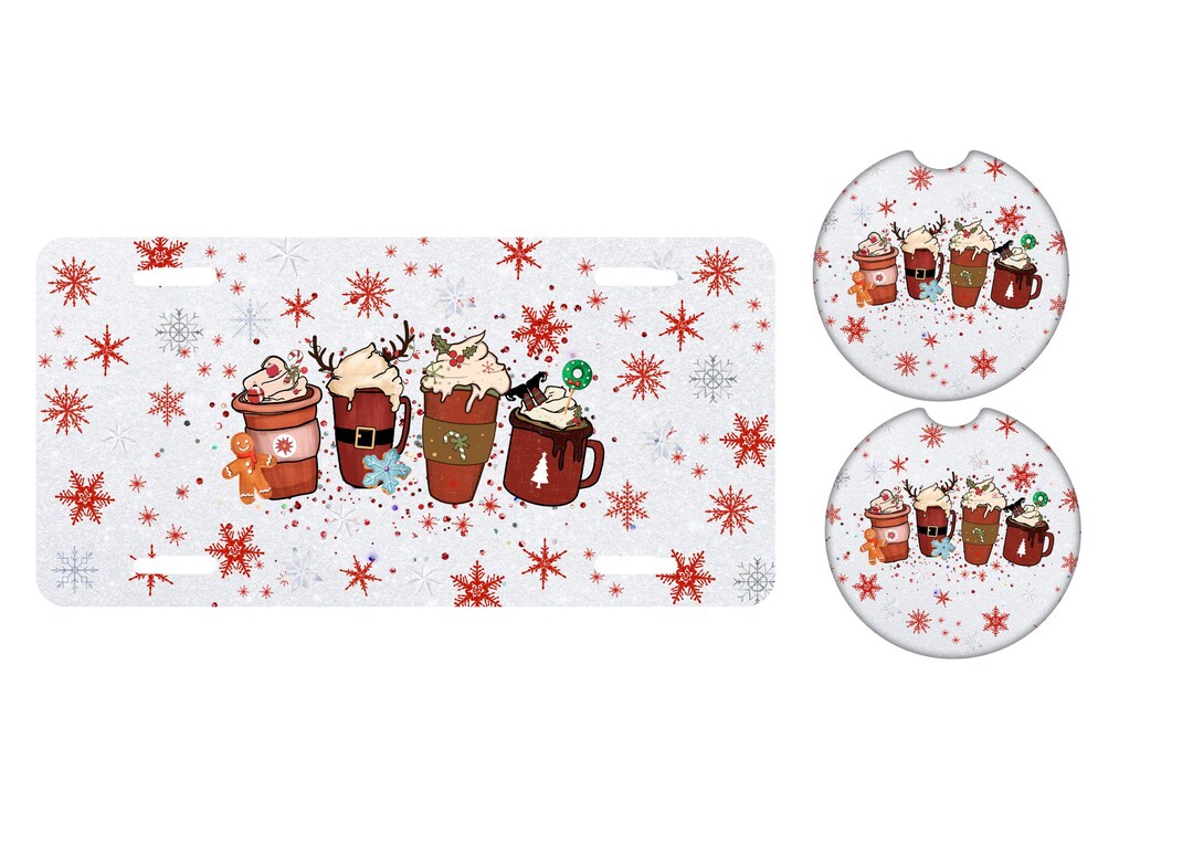 Personalized Christmas License Plates & Matching Car Coasters Custom ...