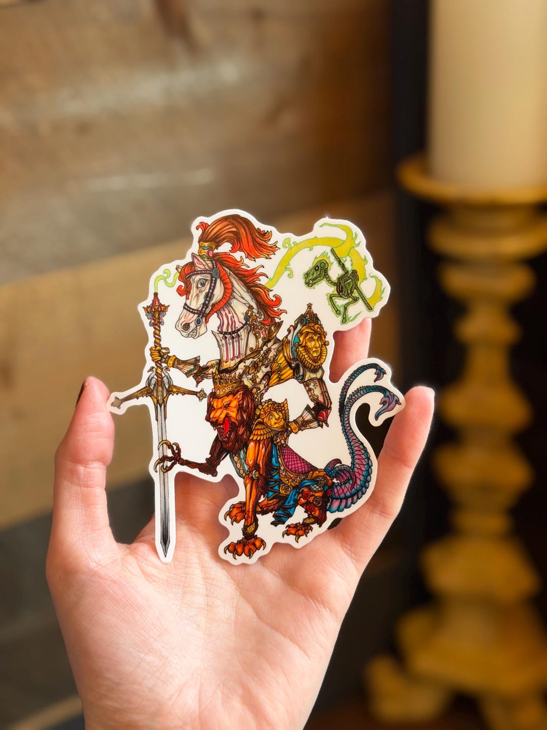 Carousel Horse Knightmare: Waterproof Vinyl Sticker, Original Artwork ...
