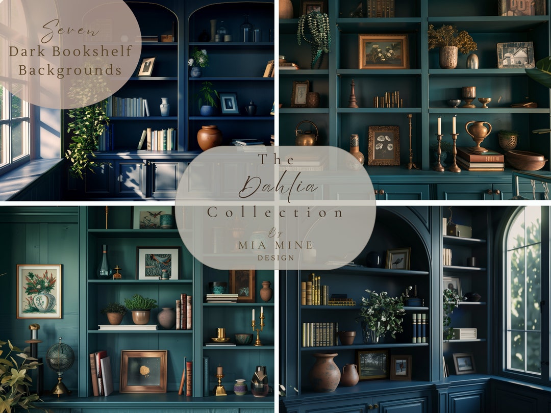 Dark Office Bookshelf Virtual Background Bundle | 7 Digital Zoom ...