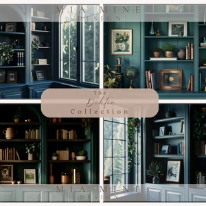 Dark Office Bookshelf Virtual Background Bundle | 7 Digital Zoom ...
