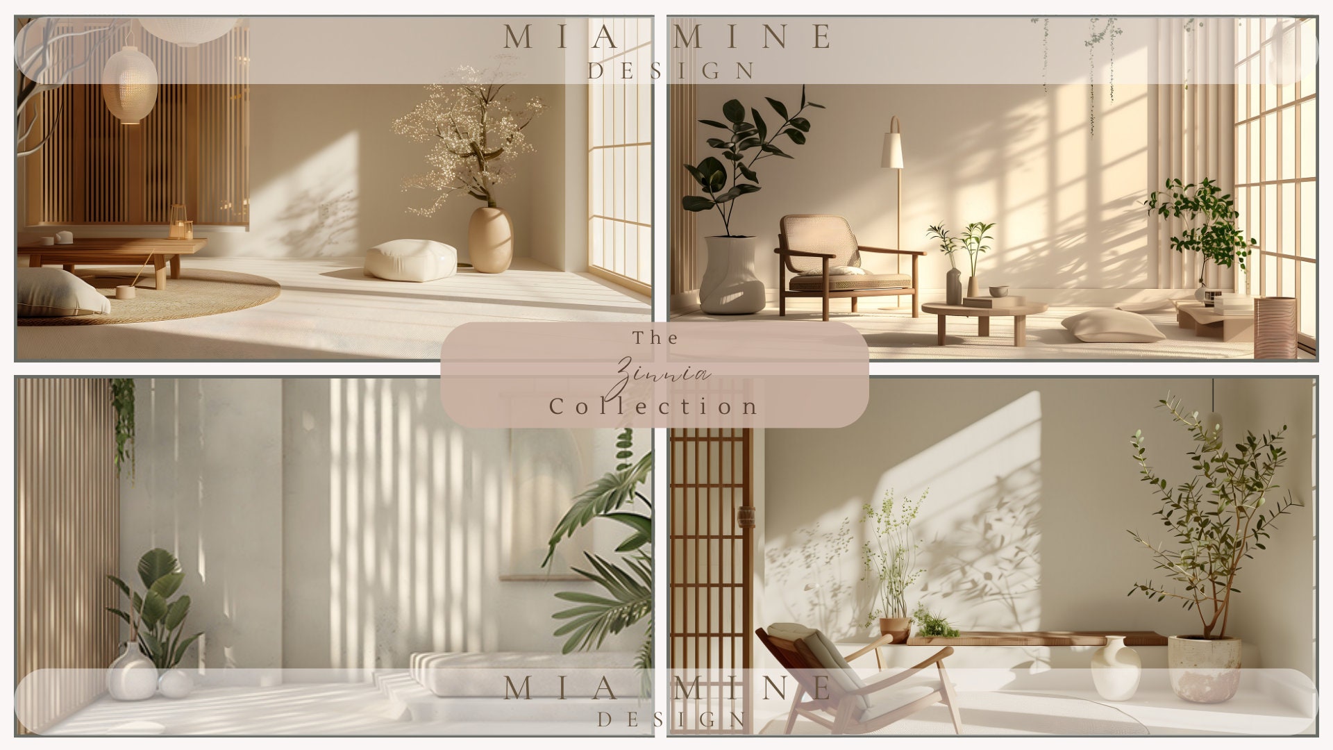 Virtual Office Background Bundle | Four Japandi Zen Chic Spaces | Wabi ...