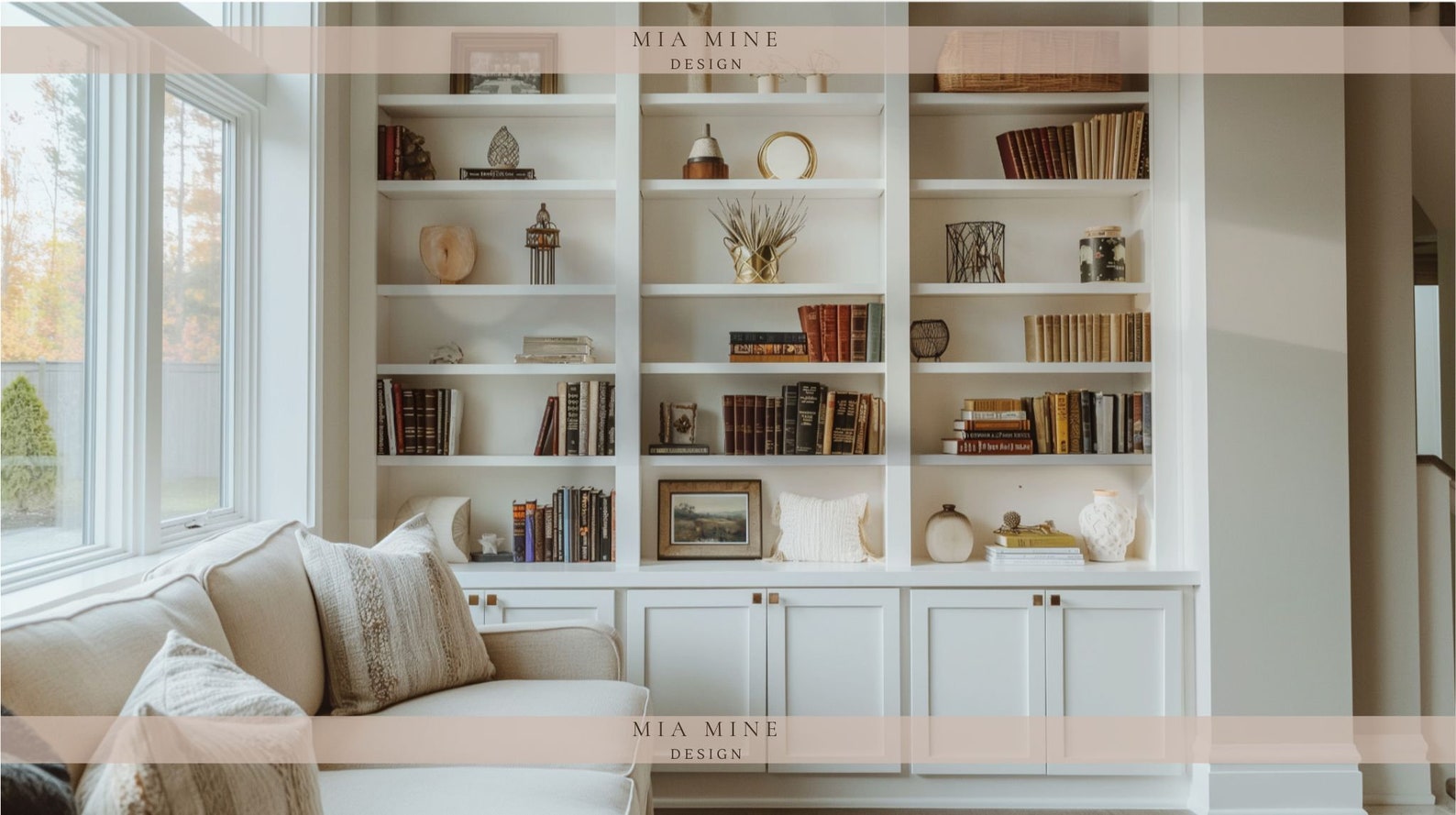 White Bookshelf Zoom Background | Bright Natural Light | Virtual Work ...