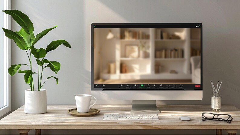 White Bookshelf Zoom Background | Warm Natural Light | Virtual Work ...