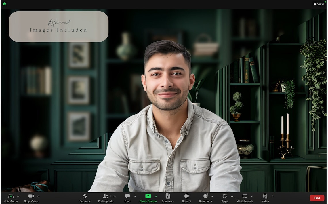 Dark Office Bookshelf Virtual Background Bundle | 7 Digital Zoom ...