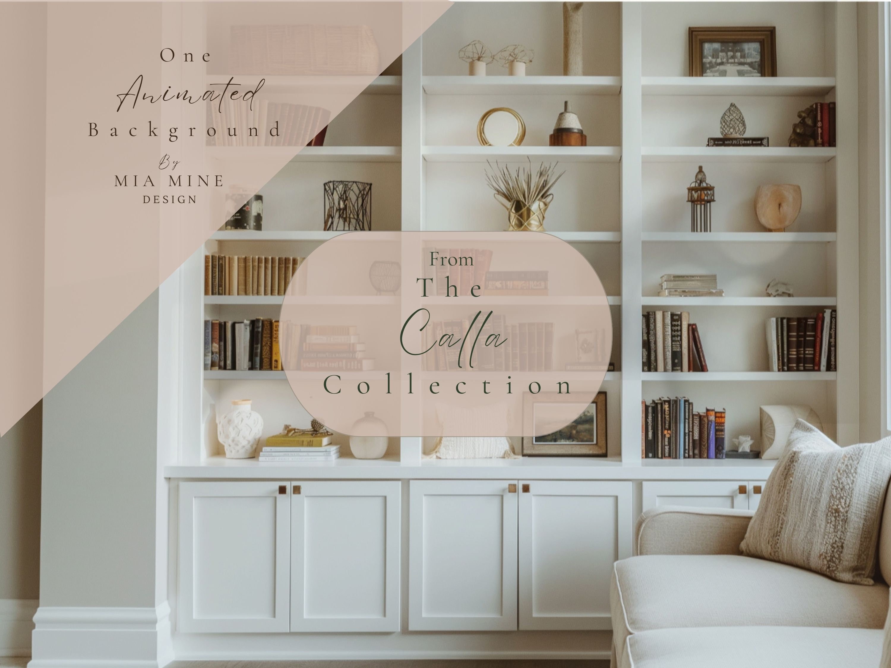 White Bookshelf Zoom Background | Bright Natural Light | Virtual Work ...