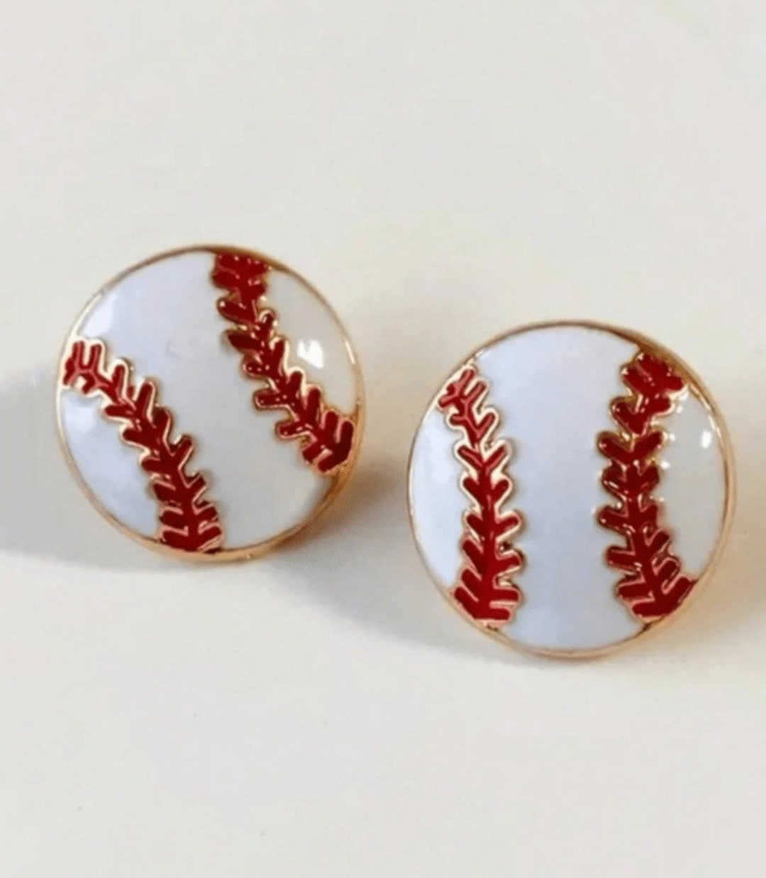 Baseball Stud Earrings, 14K Gold Plated Stainless Steel Posts, Baseball ...