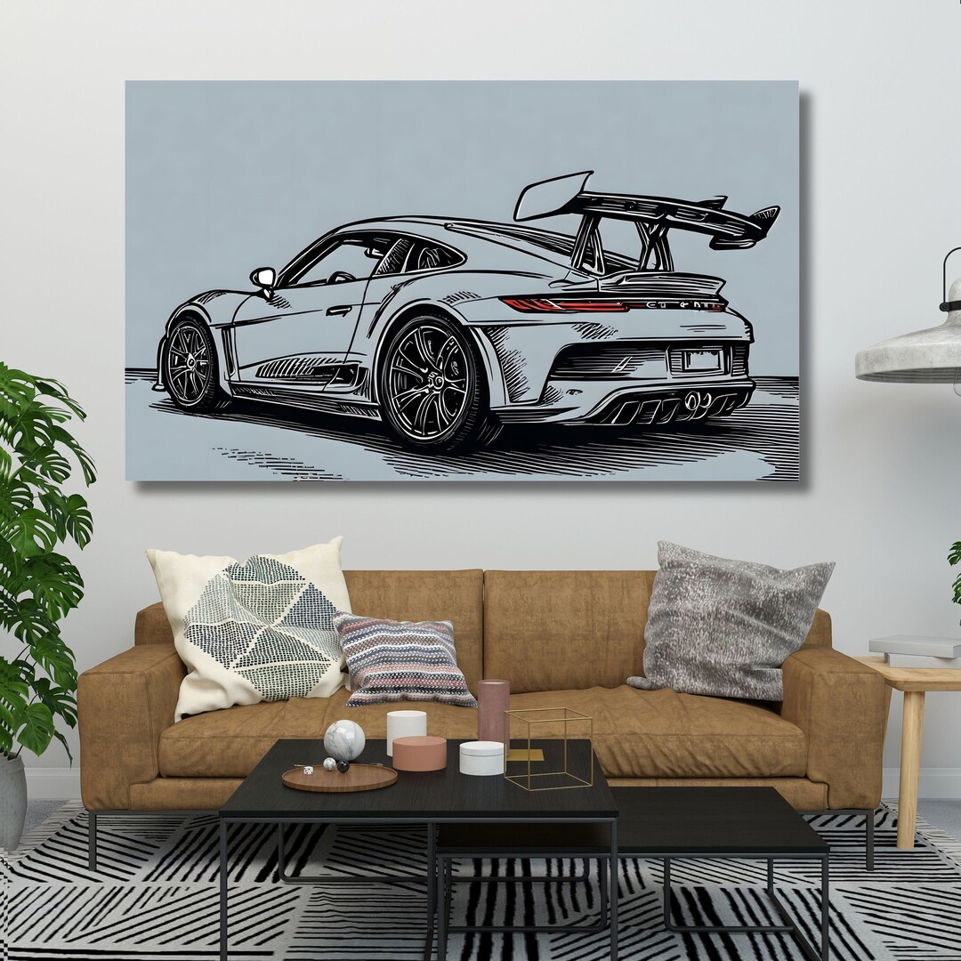 Porsche 911 Poster Porsche GT3 Canvas Print Porsche Wall Art Sport Car ...